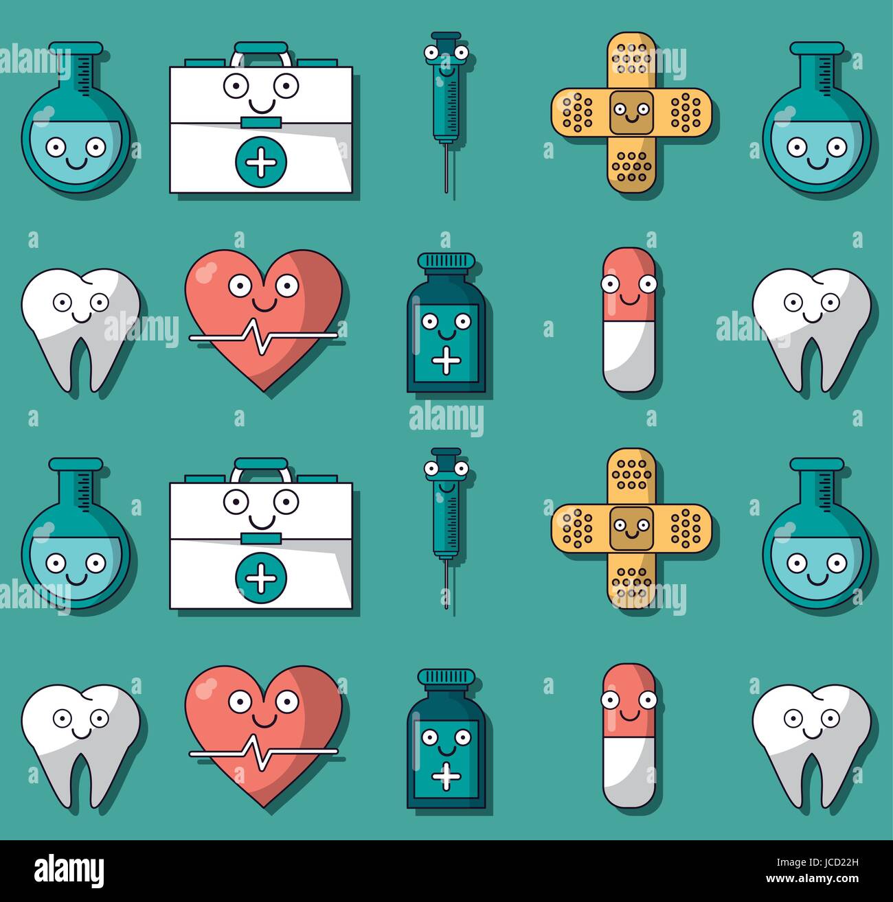 colorful background with pattern of animated medical elements Stock ...