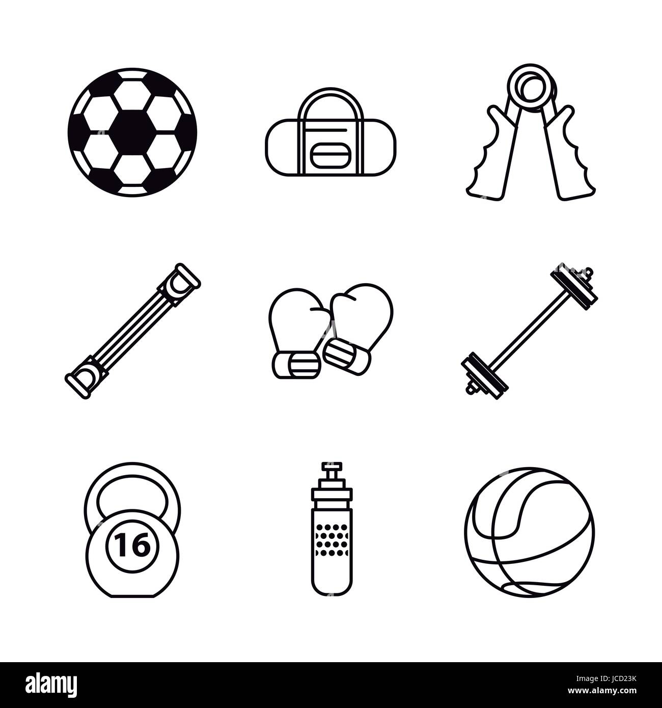 white background with monochrome set of sports elements Stock Vector ...