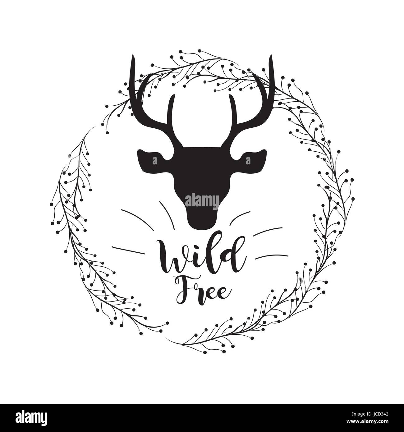 branches around of deer wild animal Stock Vector Image & Art - Alamy
