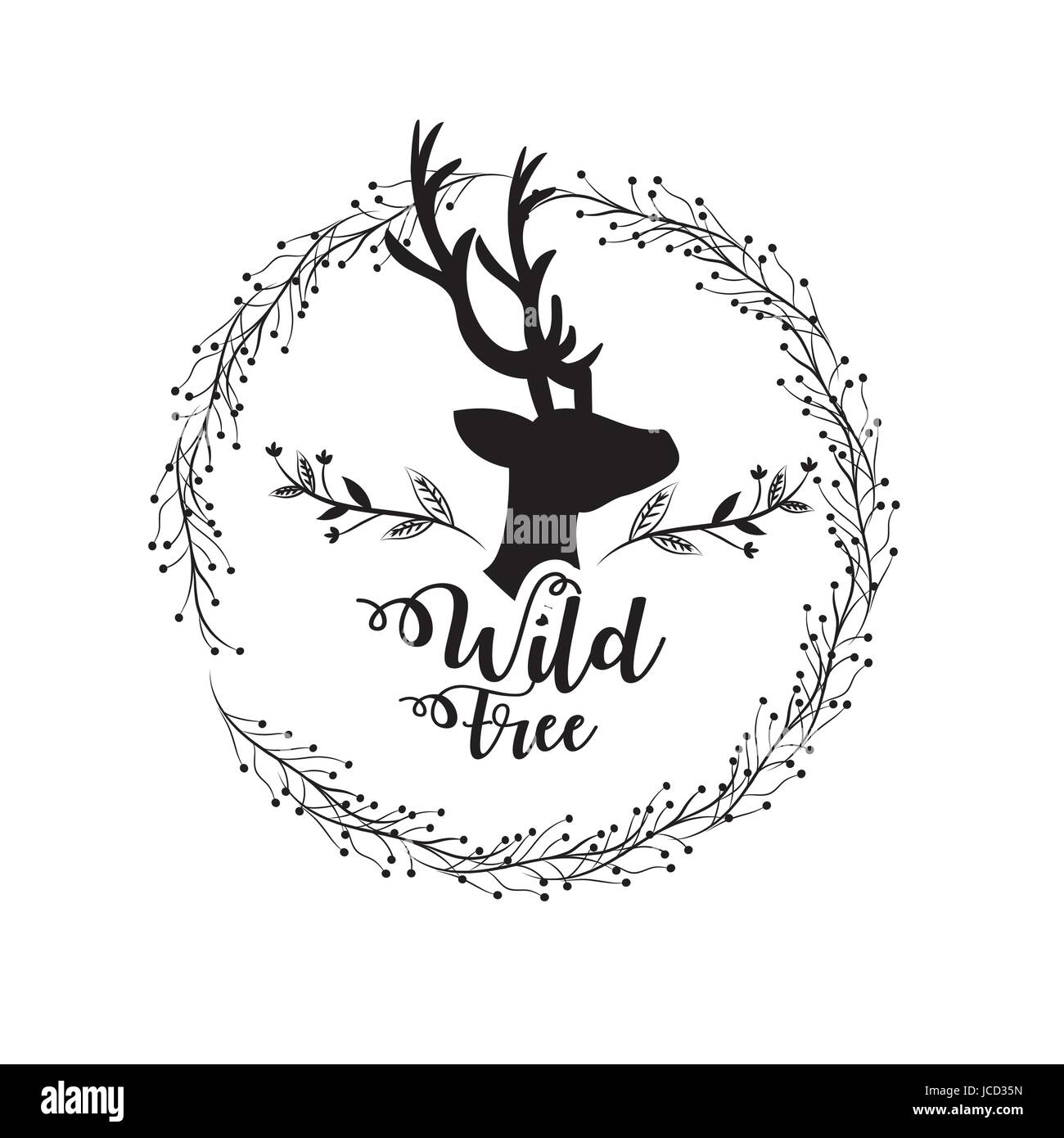 branches around of deer wild animal Stock Vector Image & Art - Alamy
