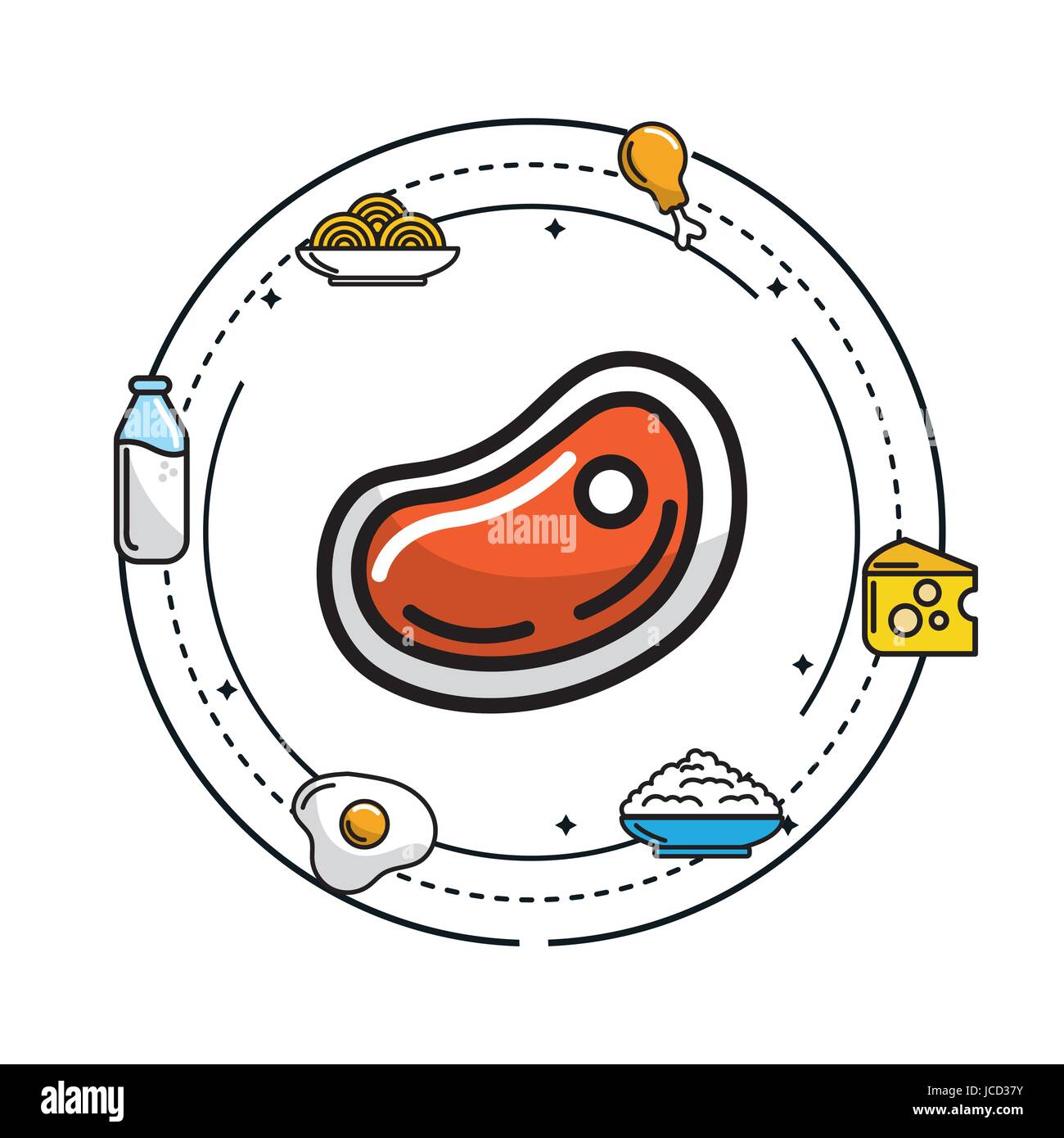 meat with proteins and vegetables with fruits Stock Vector Image & Art ...