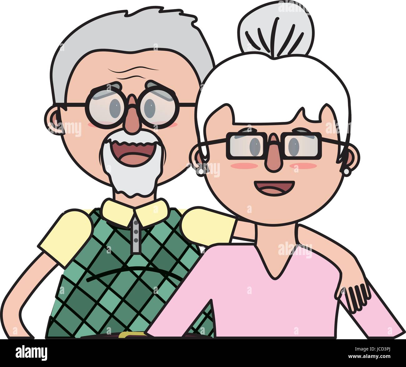 Old Couple With Hairstyle And Glasses Stock Vector Image And Art Alamy