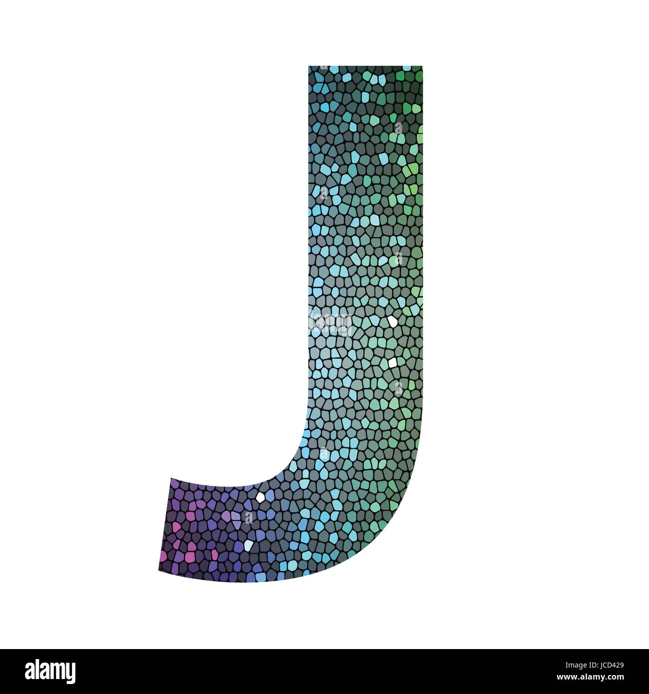 colorful illustration with letter J of different colors on a white ...