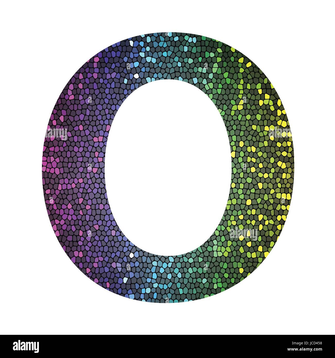 colorful illustration with letter O of different colors on a white ...