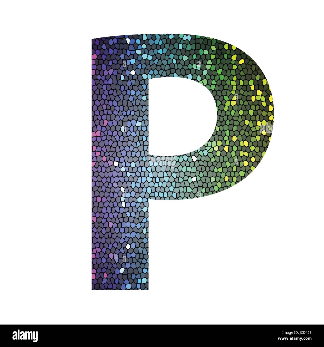 colorful illustration with letter P of different colors on a white ...