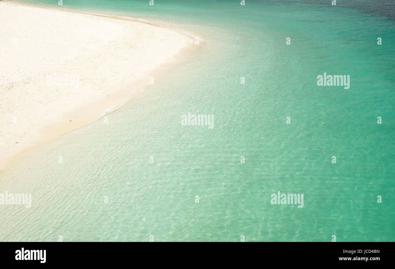 Beach tropical with white sandy and crystal water seen from above. Rawa ...