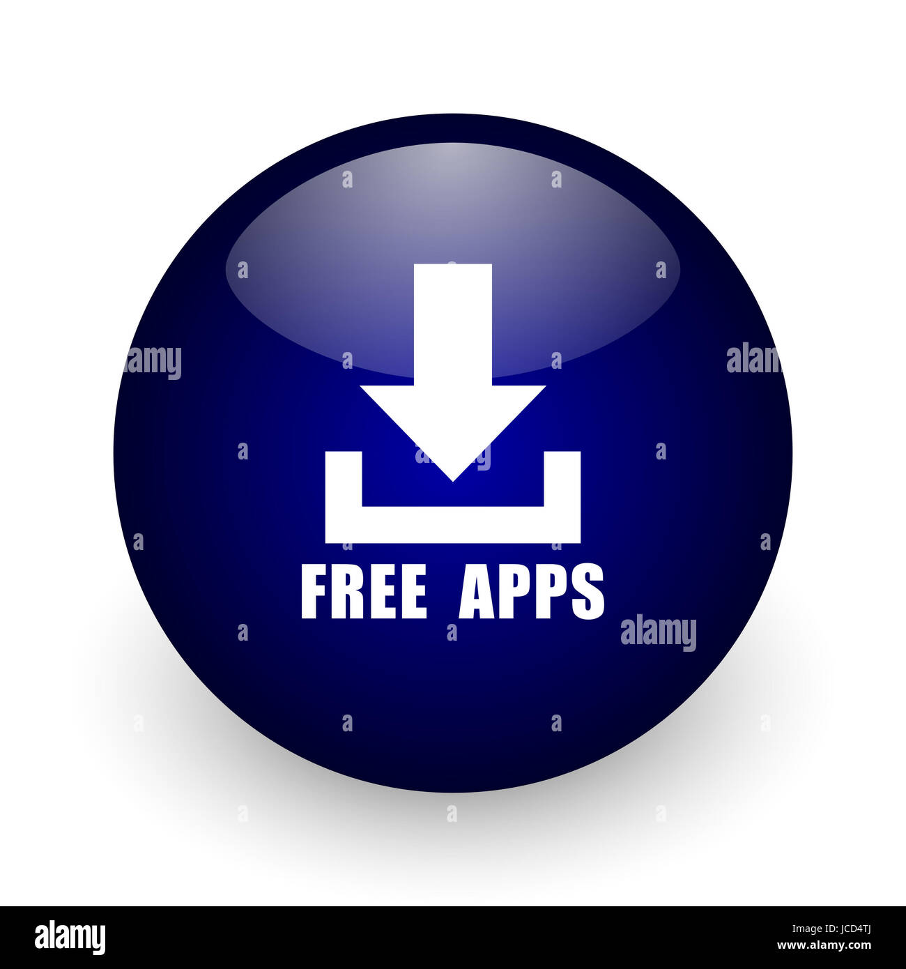 Free apps blue glossy ball web icon on white background. Round 3d ...