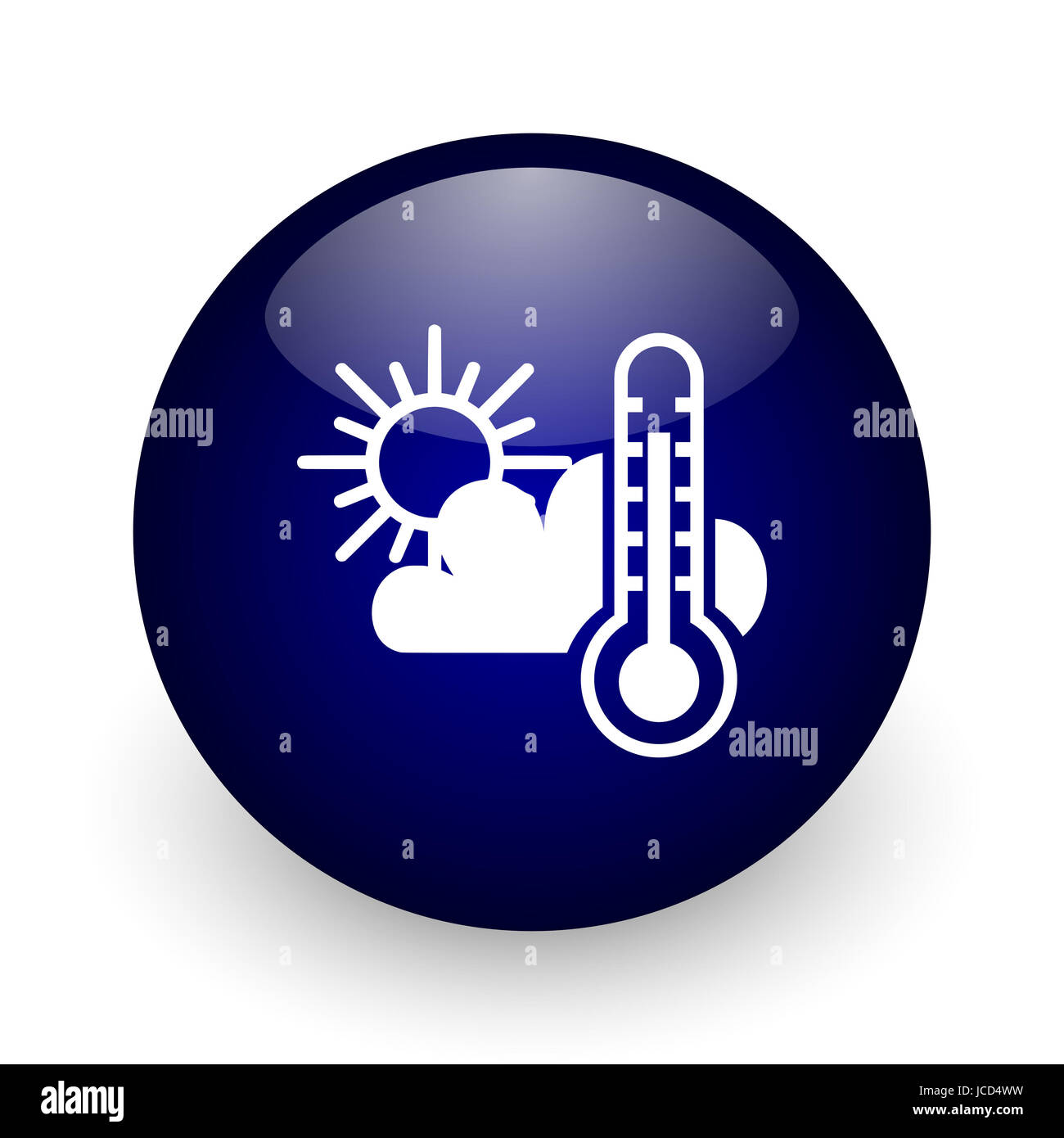 Weather forecast blue glossy ball web icon on white background. Round ...