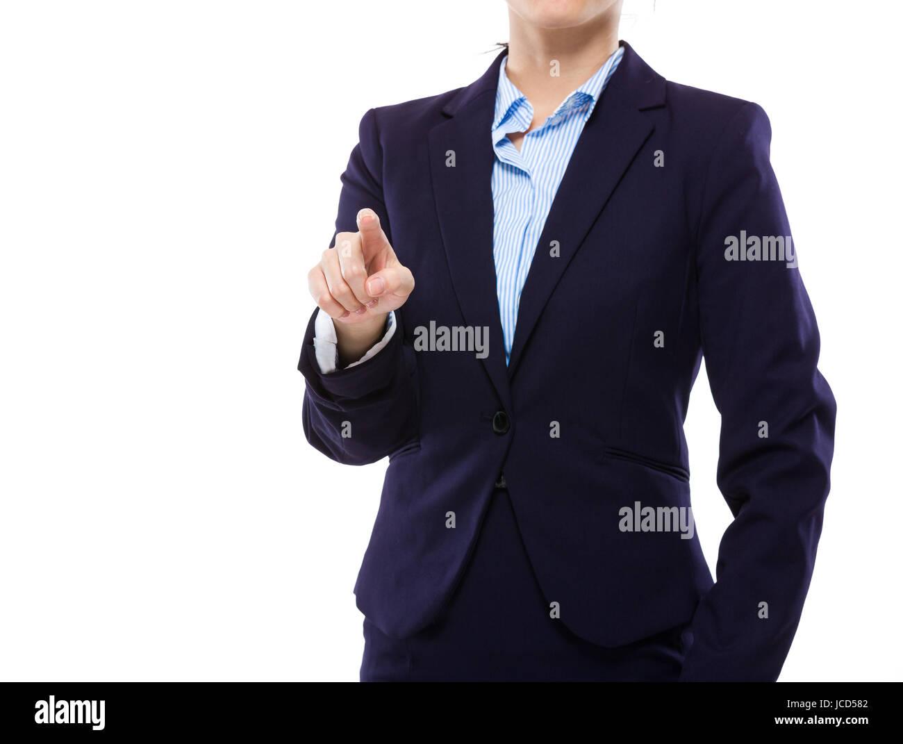 Business woman touch the imaginary panel Stock Photo - Alamy