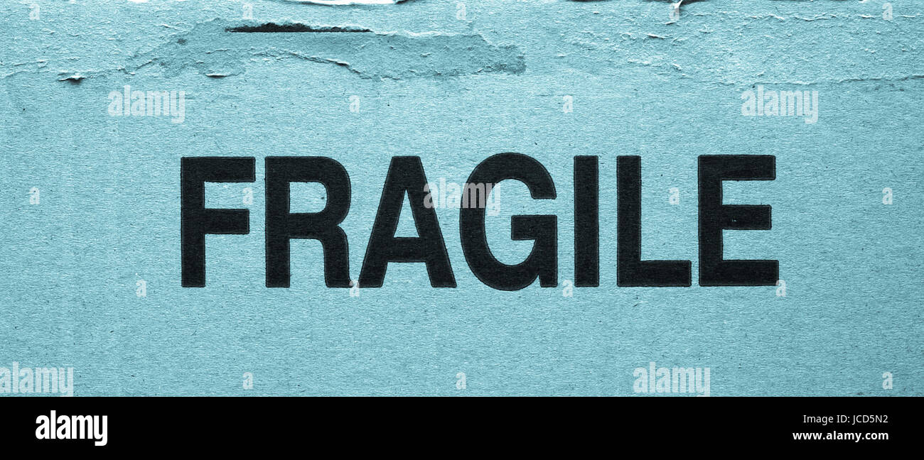 Detail of a fragile corrugated cardboard packet - cool cyanotype Stock Photo - Alamy