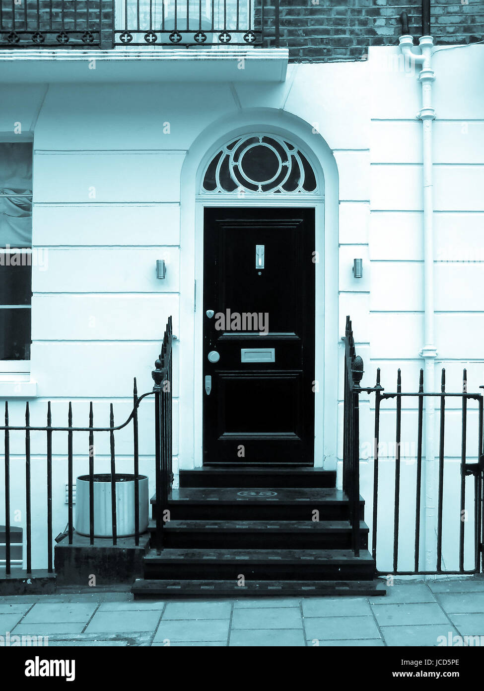 A picture of Traditional british home door, London - cool cyanotype ...