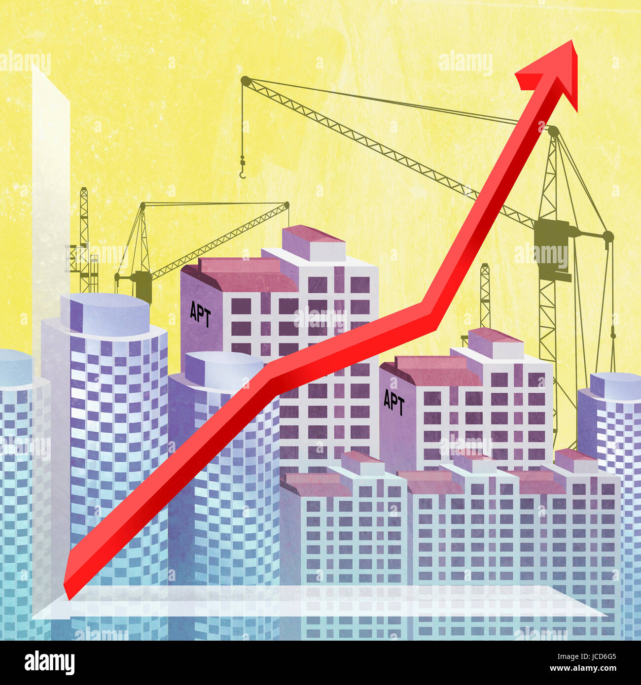 Going up arrow against view of construction site Stock Photo - Alamy