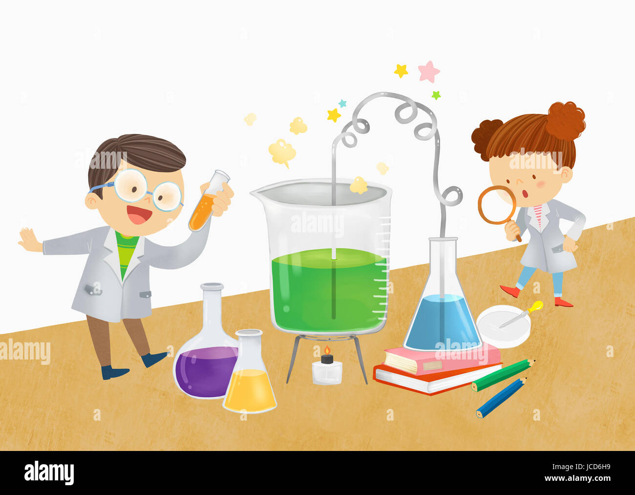 Smiling kids learning science Stock Photo - Alamy