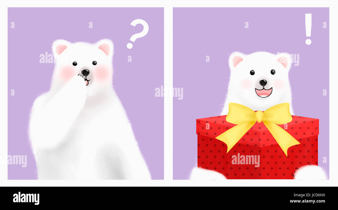 Polar bears with question mark and exclamation point Stock Photo - Alamy