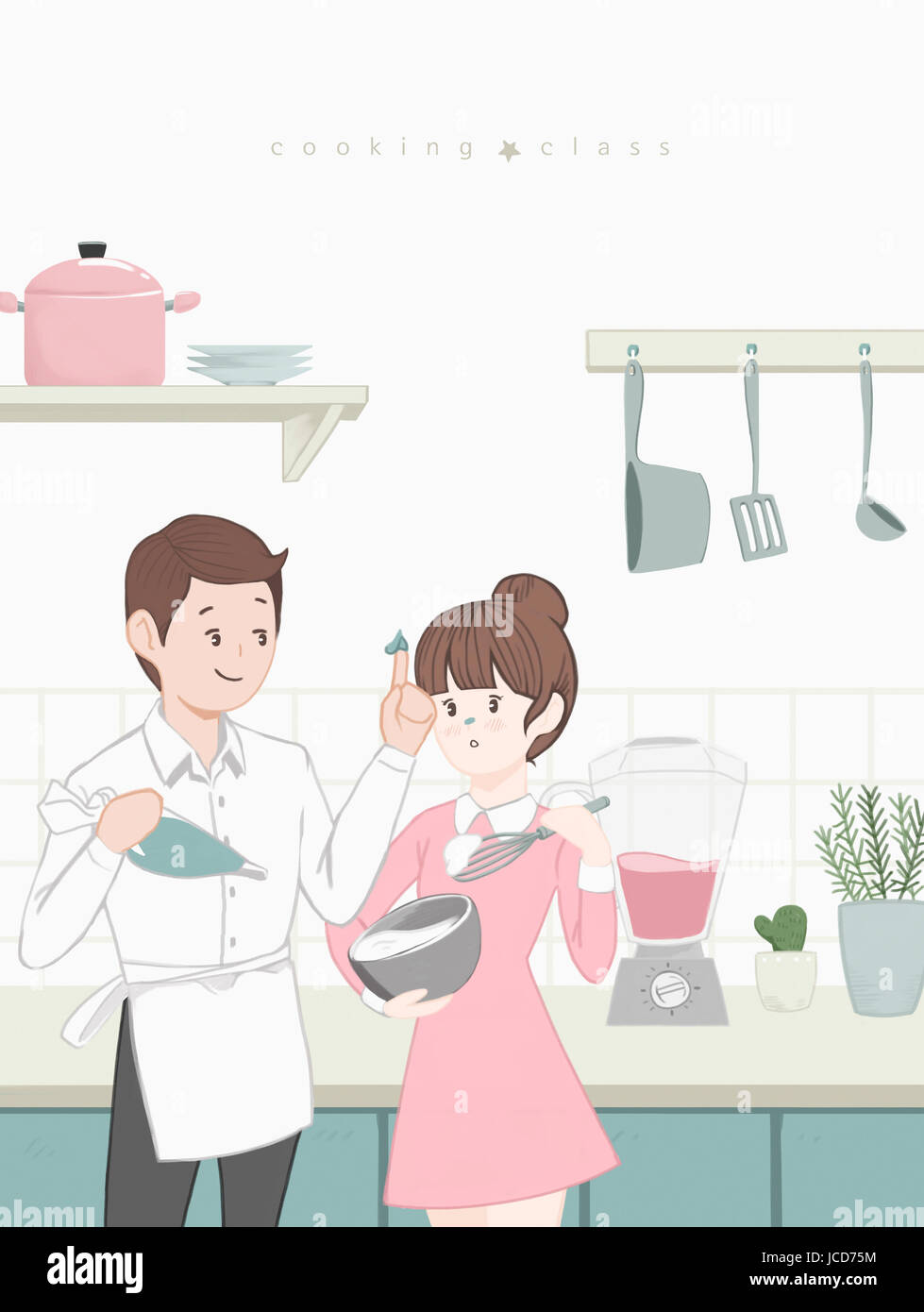 Romantic loving couple cooking together Stock Photo - Alamy