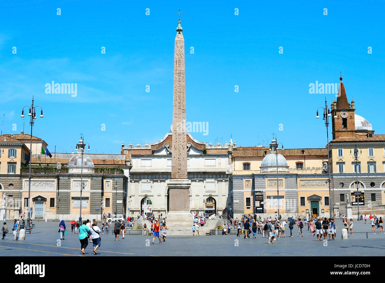 ROME, ITALY - AUGUST 10, 2014: People walking at Piazza del Popolo in ...