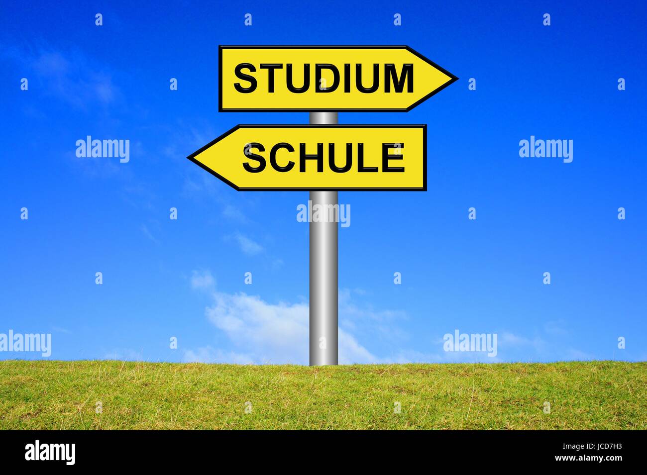 sign directional sign: school / study Stock Photo - Alamy