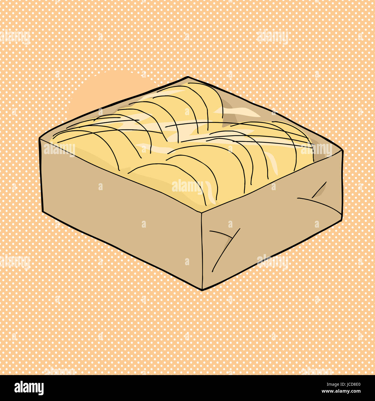 Hand drawn cartoon box of taco shells over halftone Stock Photo - Alamy