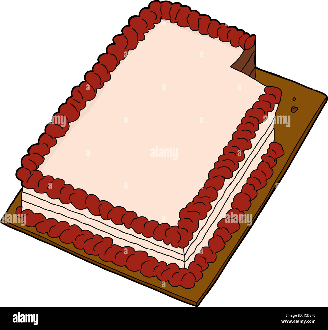 Hand drawn fancy sheet cake with missing slice Stock Photo - Alamy