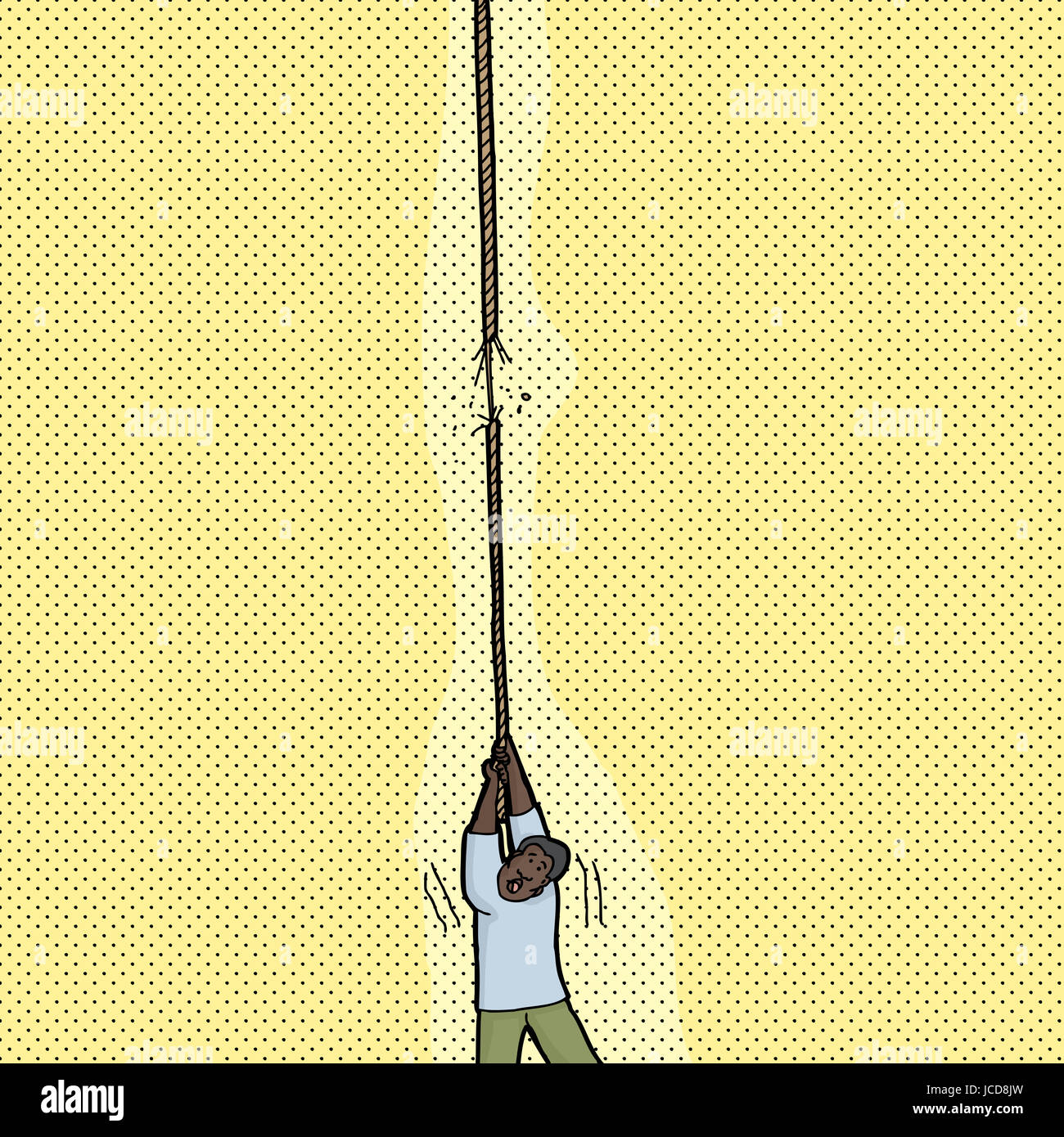 One adult man holding on to damaged rope Stock Photo - Alamy