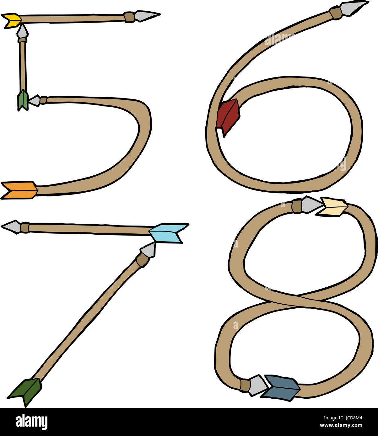 Isolated arrow shaped five, six, seven and eight Stock Photo - Alamy