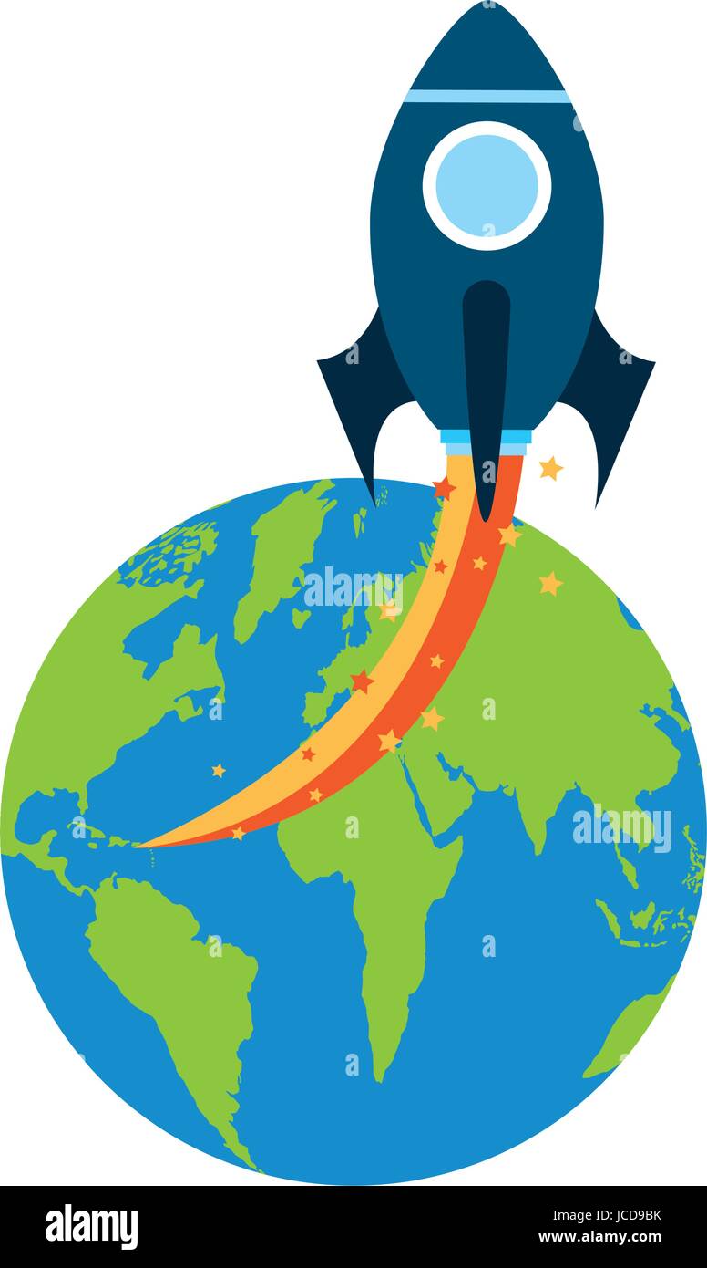 rocket space with planet earth Stock Vector Image & Art - Alamy