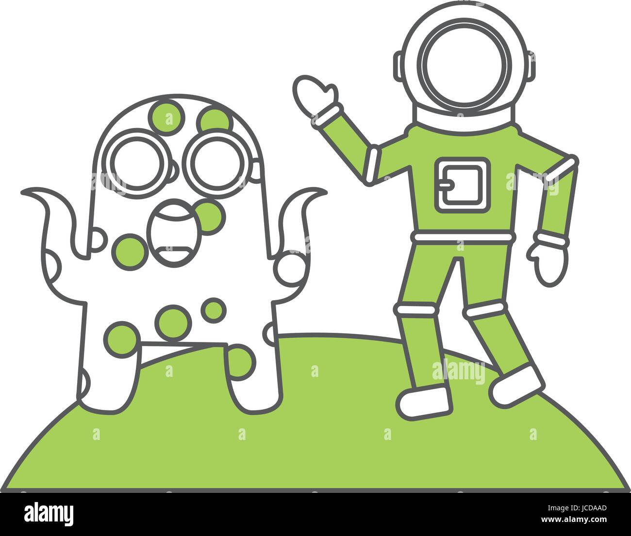 astronaut with alien comic character icon Stock Vector Image & Art - Alamy