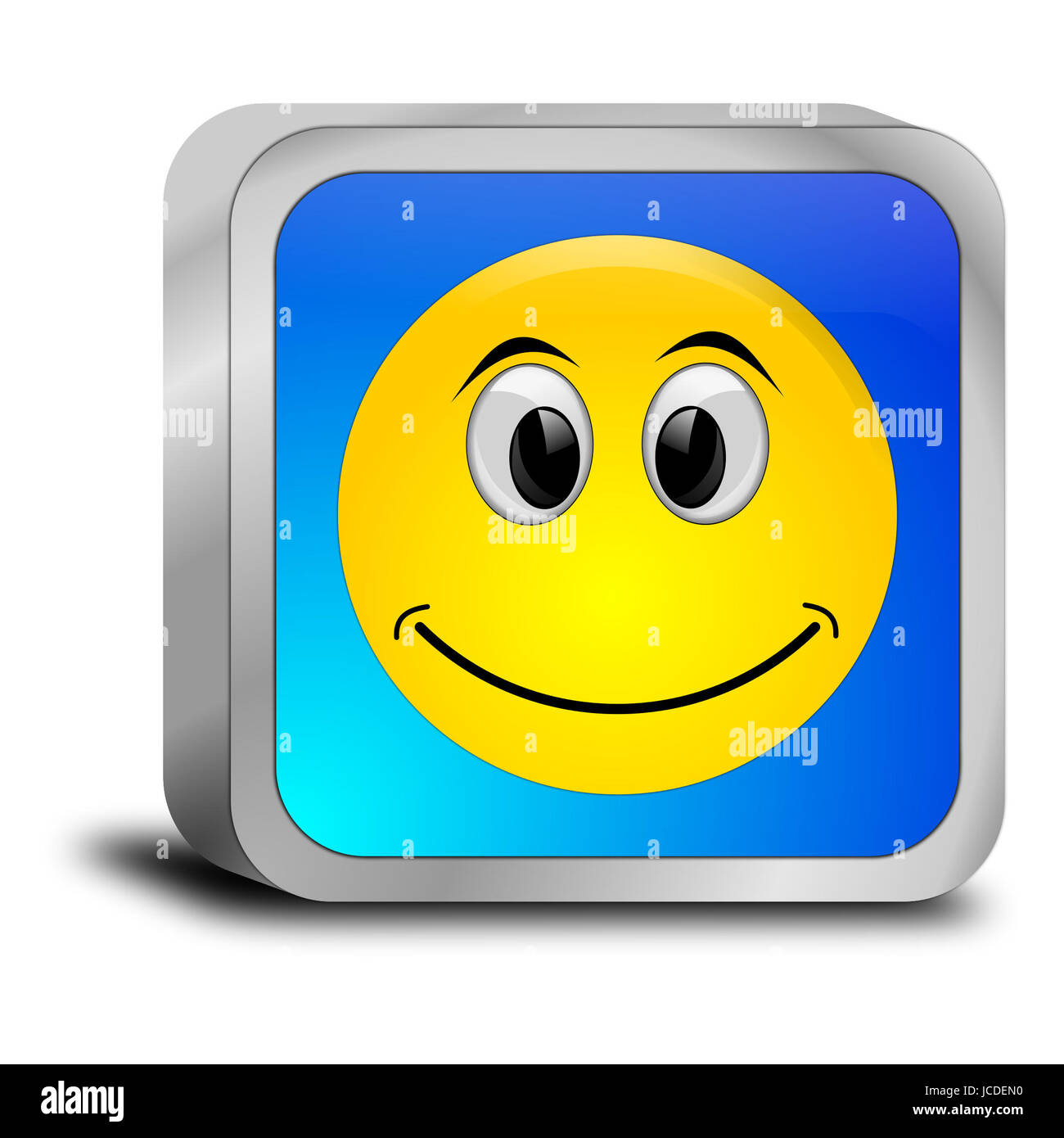Button with smiling face Stock Photo - Alamy