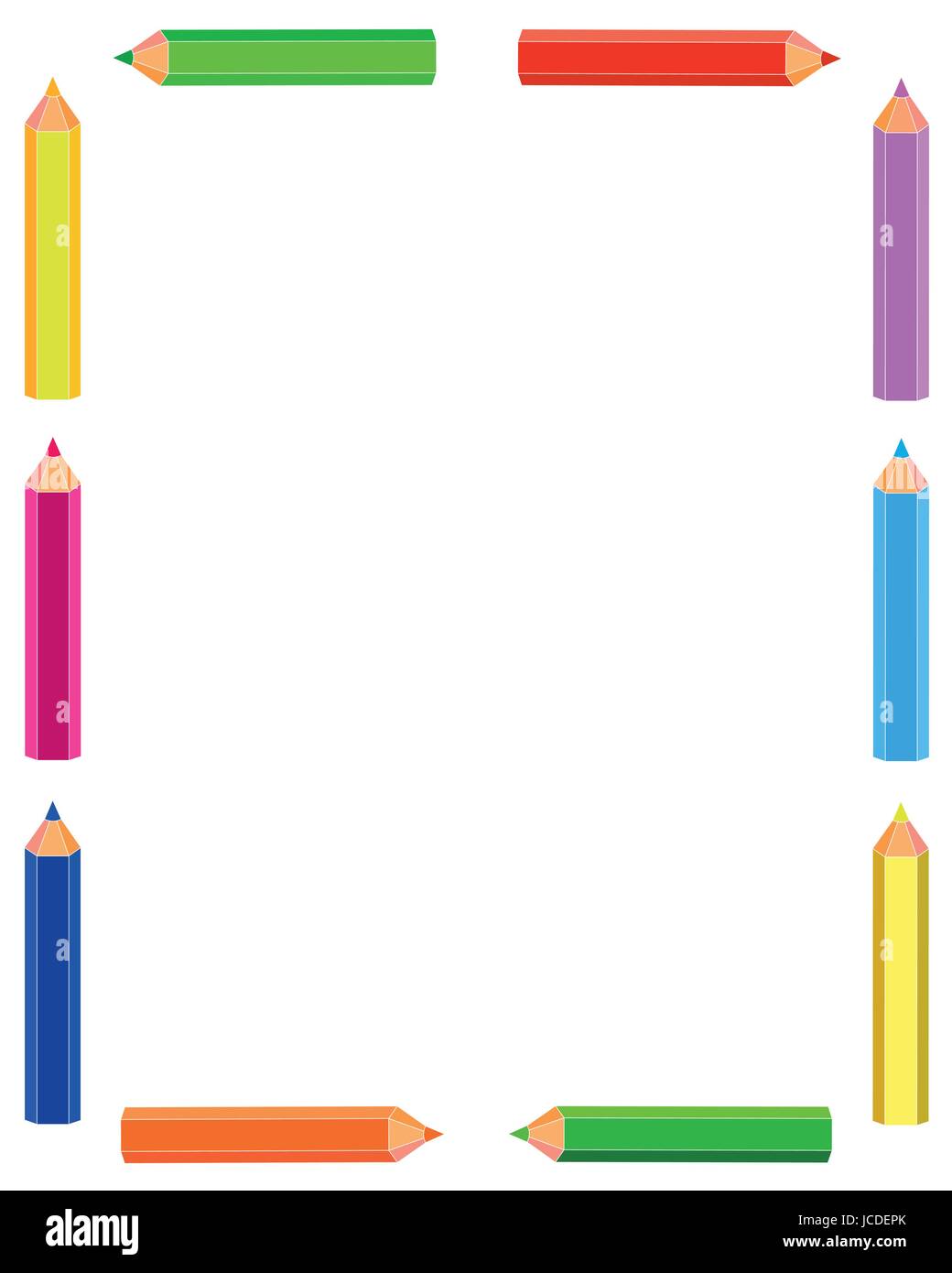 Colorful pencils frame on a white background vector image Stock Vector ...