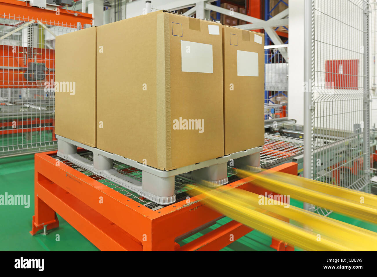 Pallet with boxes at automated storage and retrieval system in ...
