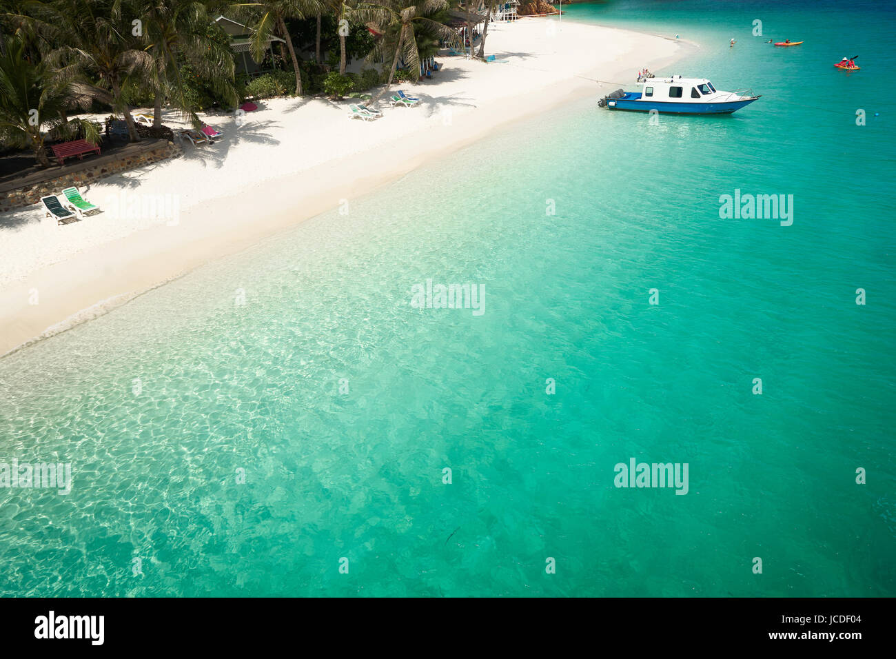 Beautiful beach aerial view over a Rawa island. White sandy beach seen ...
