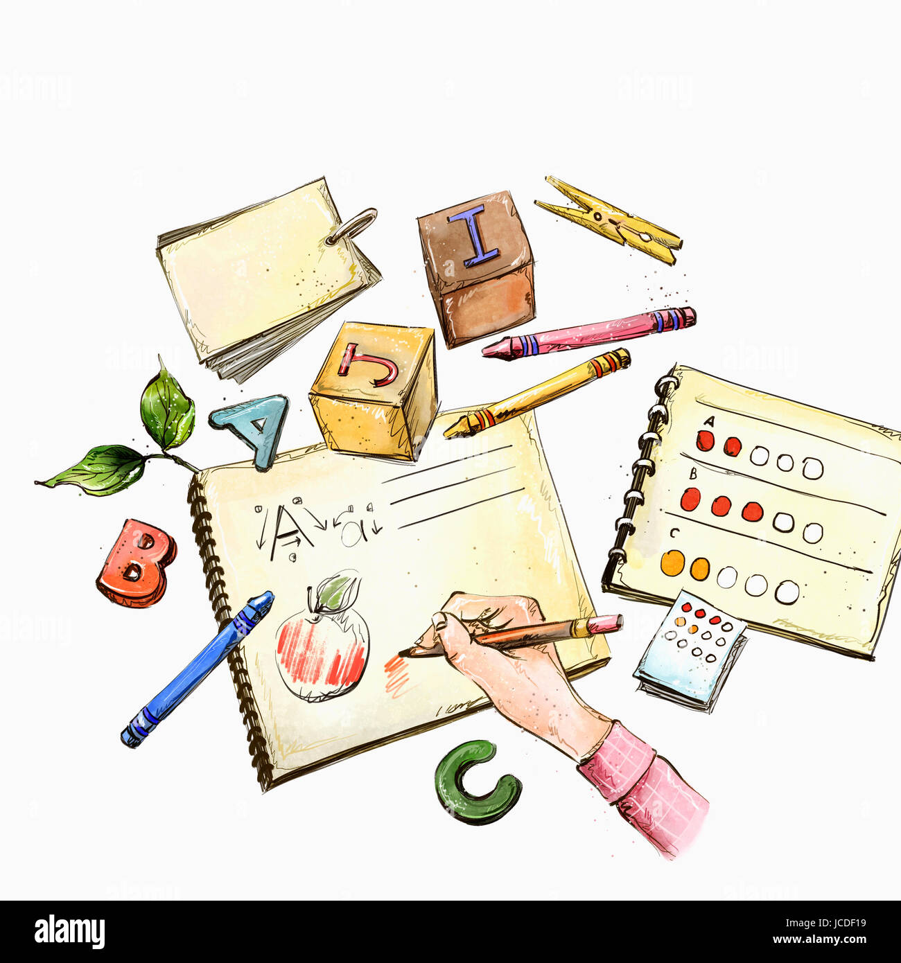 Various objects related to English education Stock Photo - Alamy