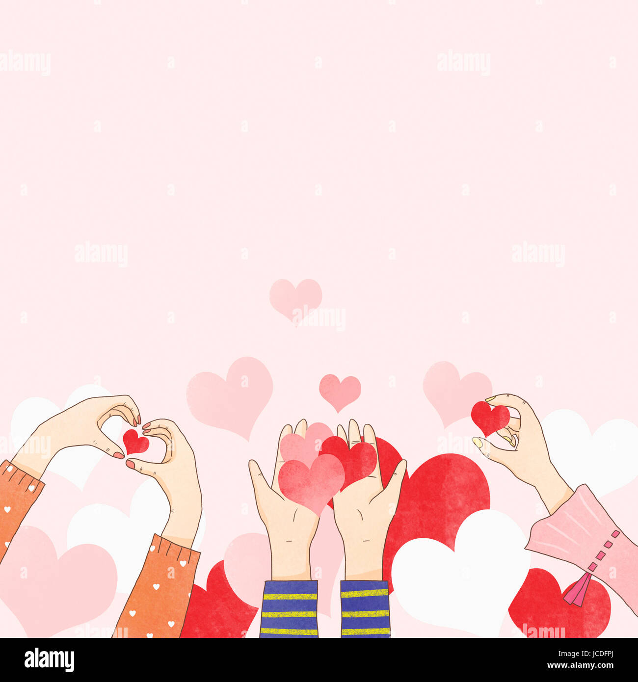 Hands with hearts Stock Photo - Alamy