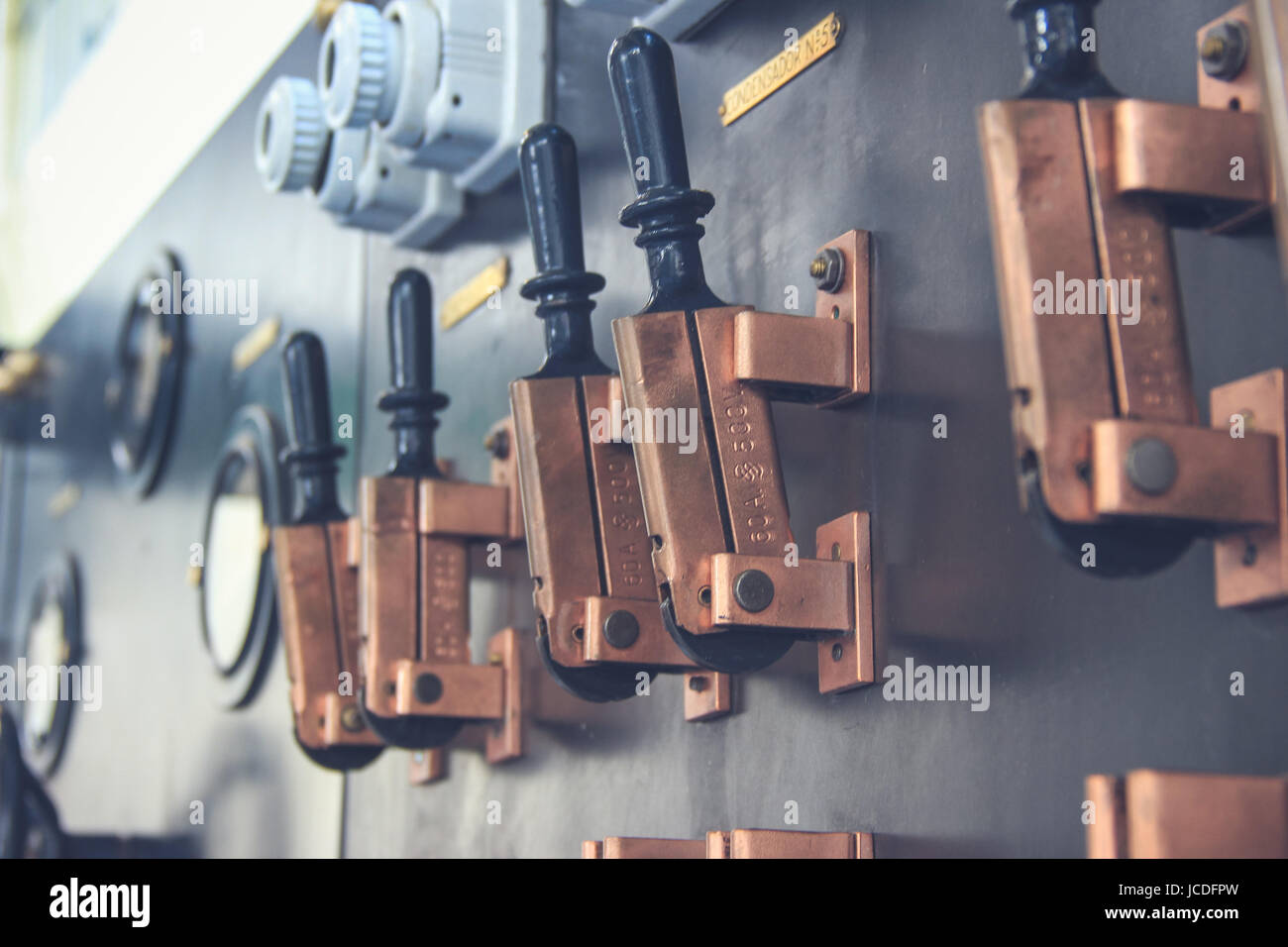 control panel machine with levers in a factory Stock Photo - Alamy