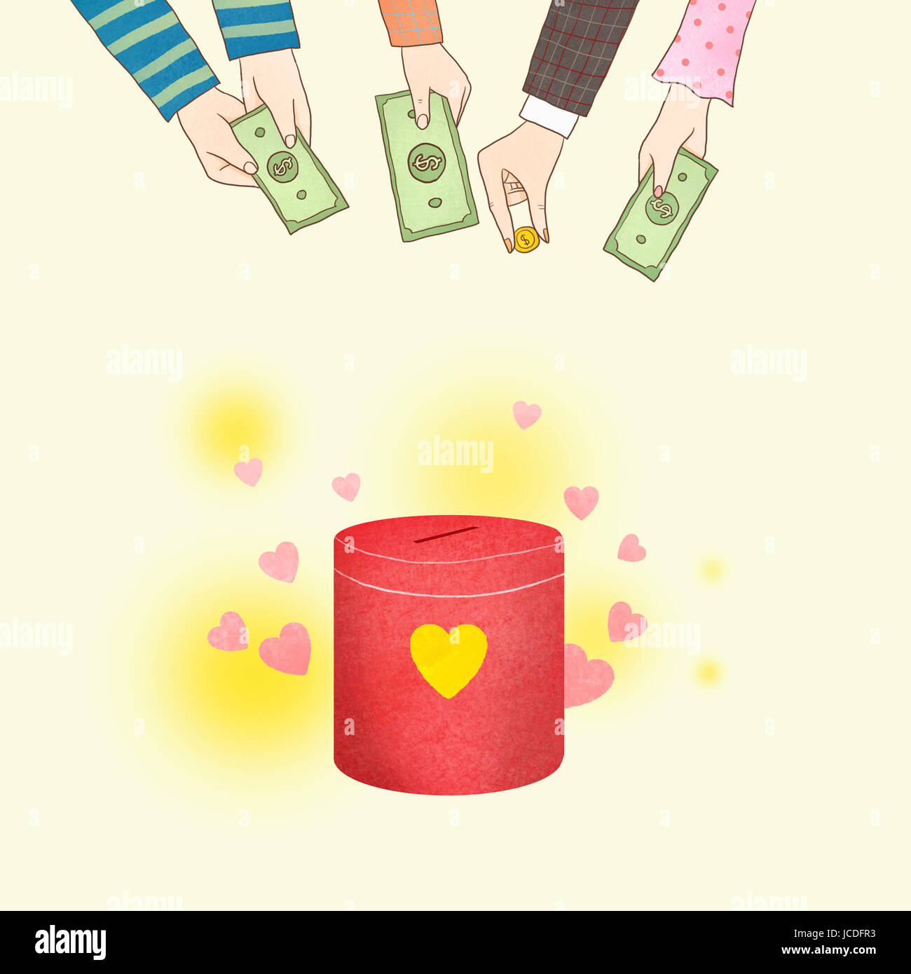 Illustration representing community chest drive Stock Photo - Alamy