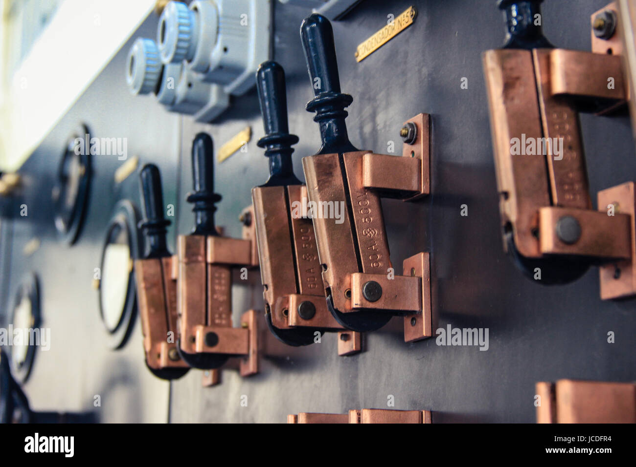 control panel machine with levers in a factory Stock Photo - Alamy