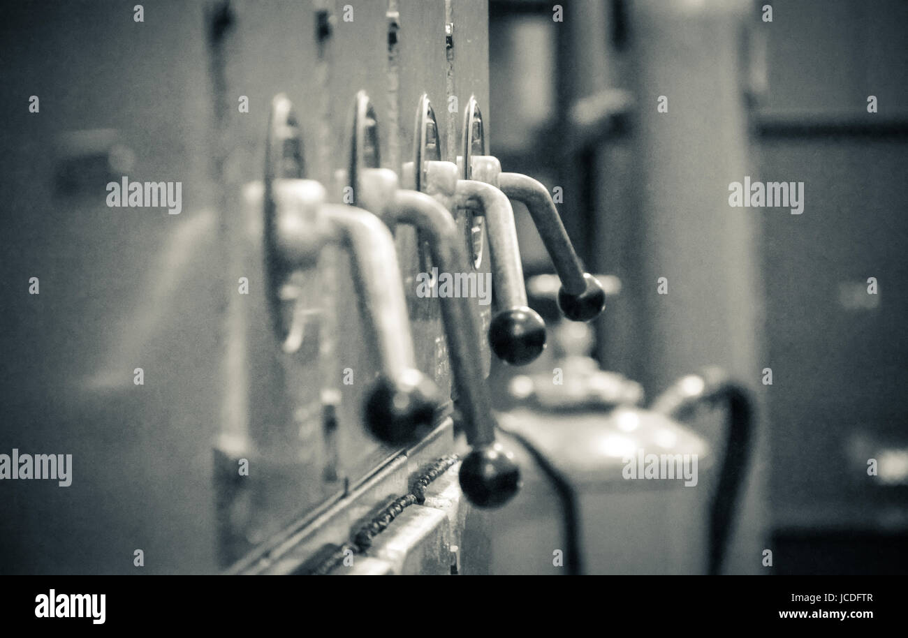 control panel machine with levers in a factory Stock Photo - Alamy