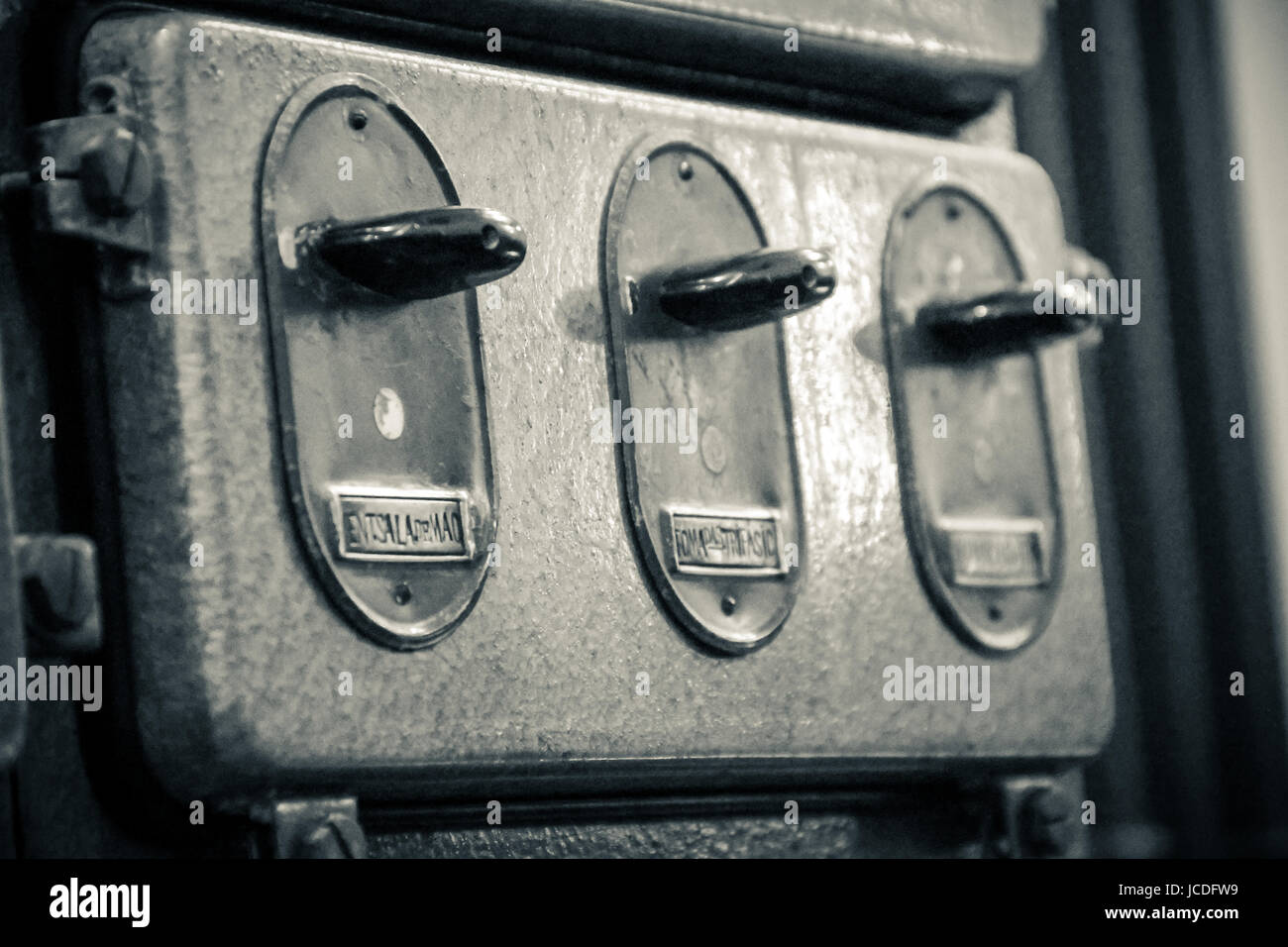 control panel machine with levers in a factory Stock Photo - Alamy