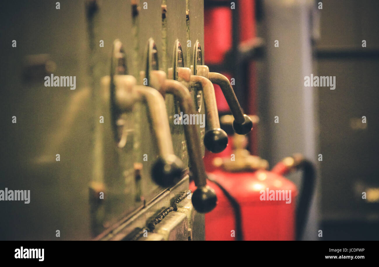 control panel machine with levers in a factory Stock Photo - Alamy