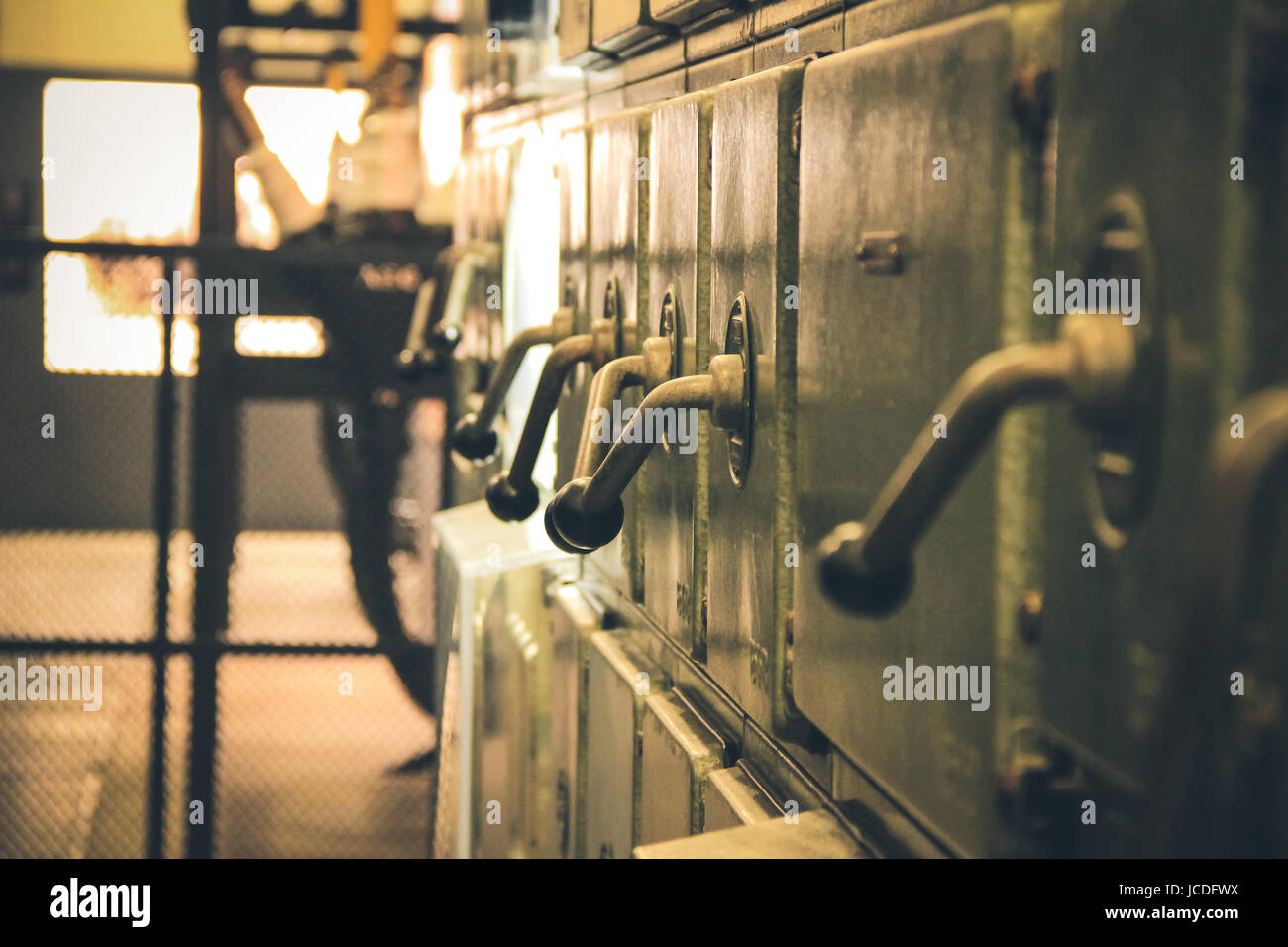 control panel machine with levers in a factory Stock Photo - Alamy