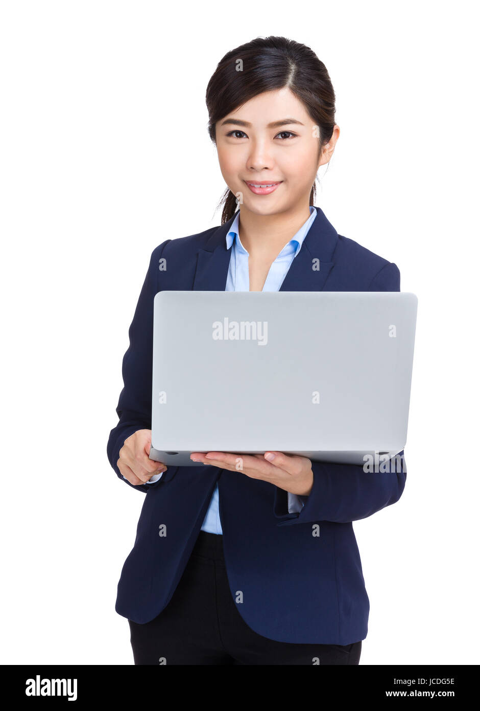 Asian business woman use laptop computer Stock Photo - Alamy