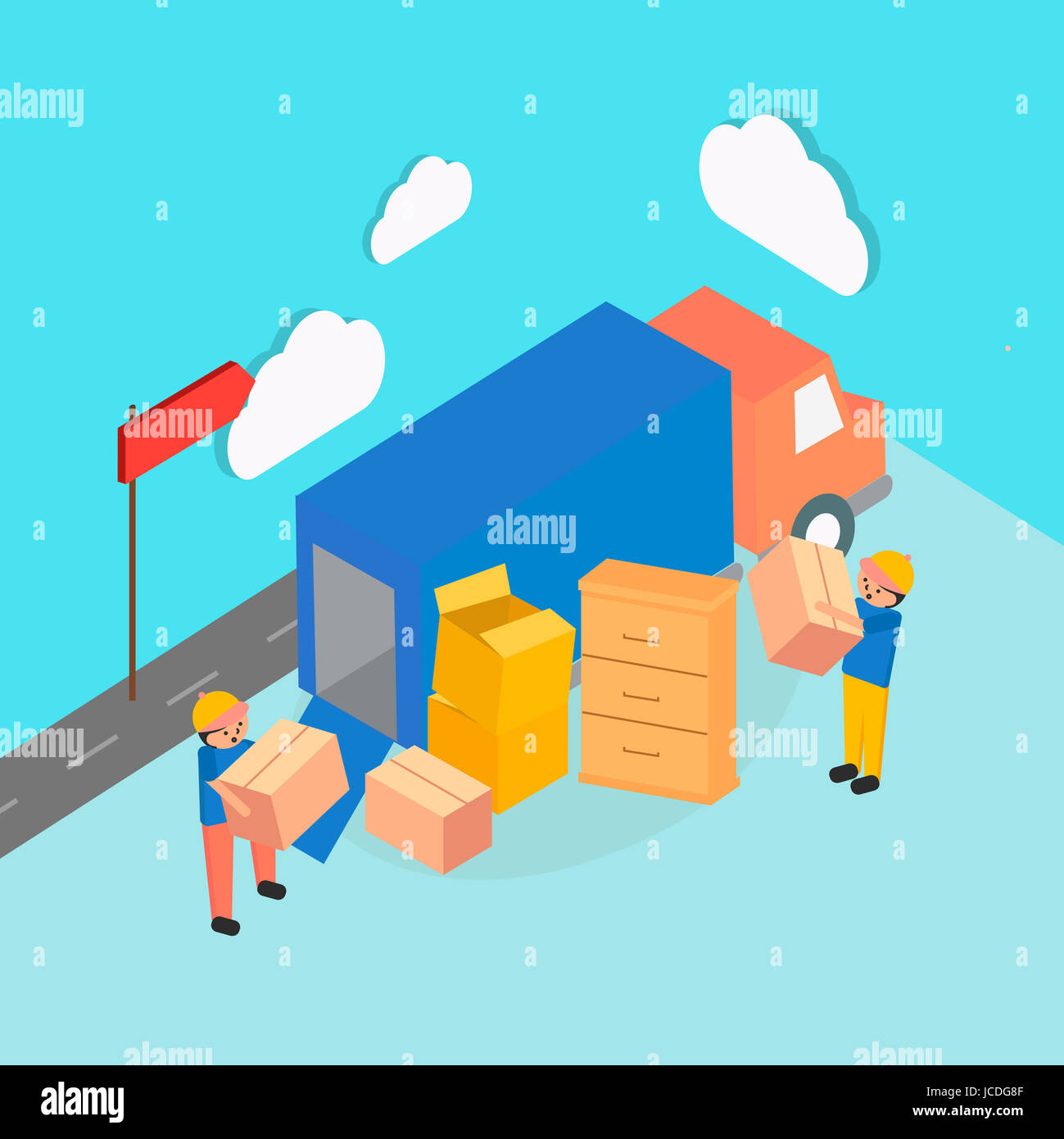 Illustration of workers at moving company Stock Photo - Alamy