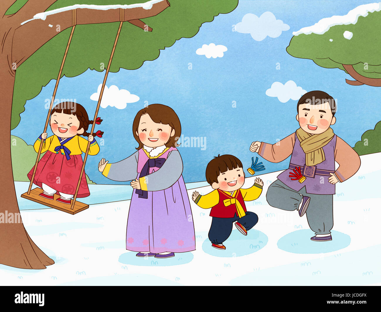Harmonious Korean family Stock Photo - Alamy