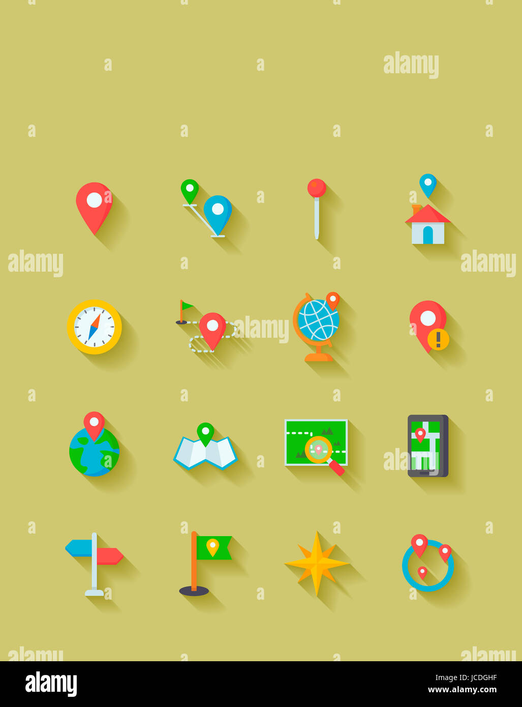 Icon set related to map Stock Photo - Alamy