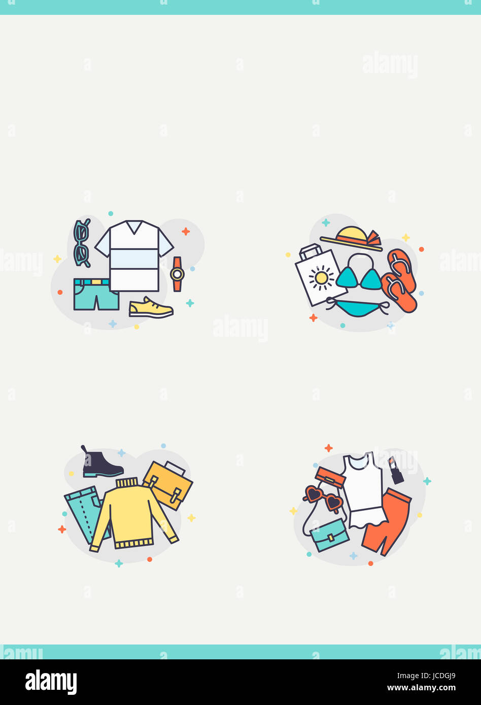 Set of various icons of clothings Stock Photo - Alamy