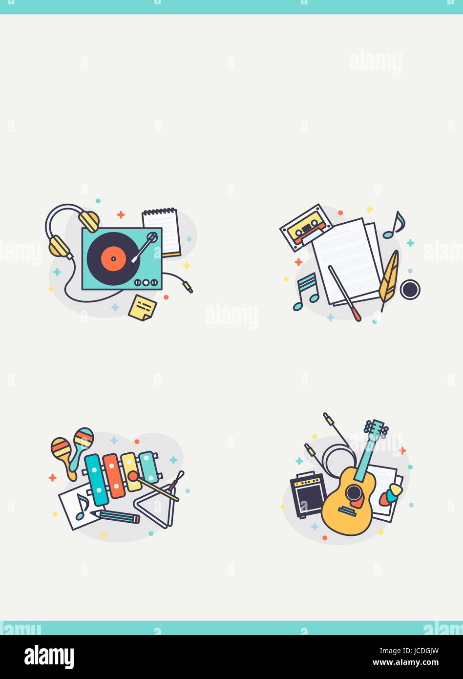 Set of icons related to music Stock Photo - Alamy