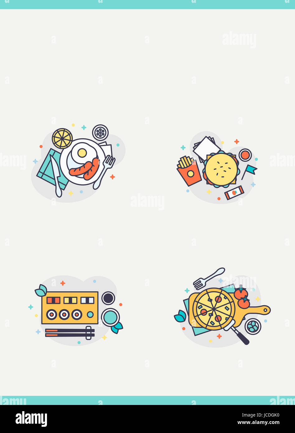 Set of various icons of food Stock Photo - Alamy