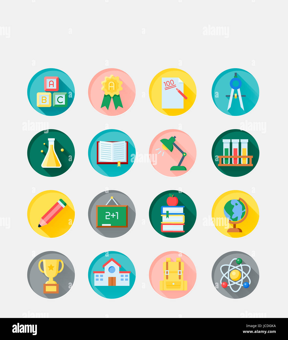Set of various icons related to education Stock Photo - Alamy
