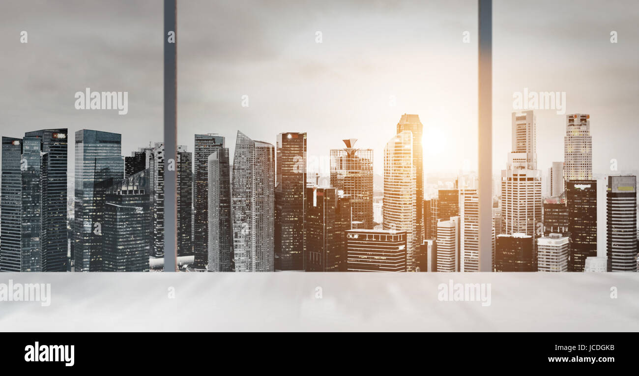 Singapore panoramic desk Stock Photo - Alamy