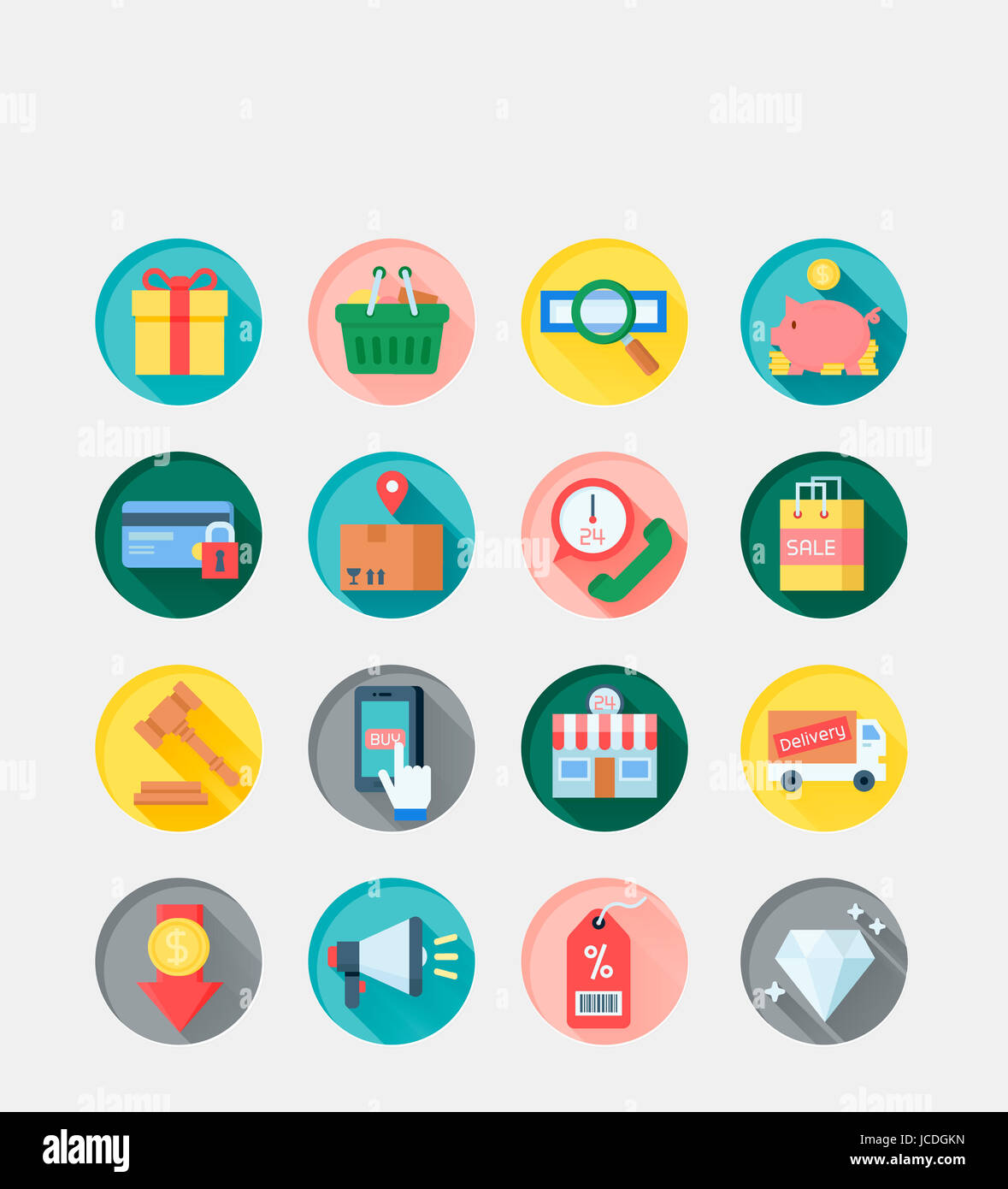 Set of various icons related to shopping Stock Photo - Alamy